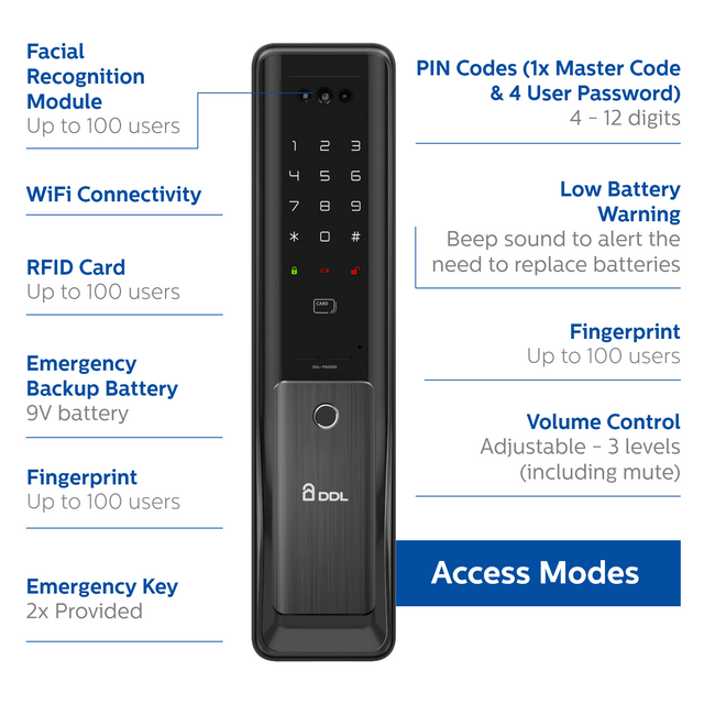DDL‑P6006S Advanced Biometric Smart Lock – 3D Facial Recognition & Aus